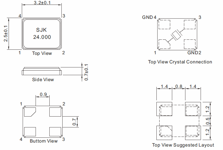SMD 3225 Crystal Resonator |7U Series-SJK Crystal Resonators
