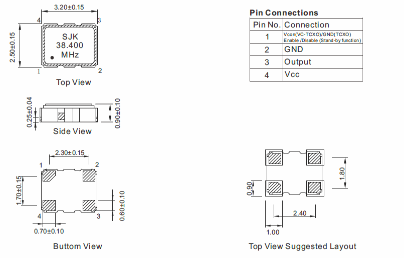 8W Series SMD 3225 VCTCXO|TCXO-SJK TCXO
