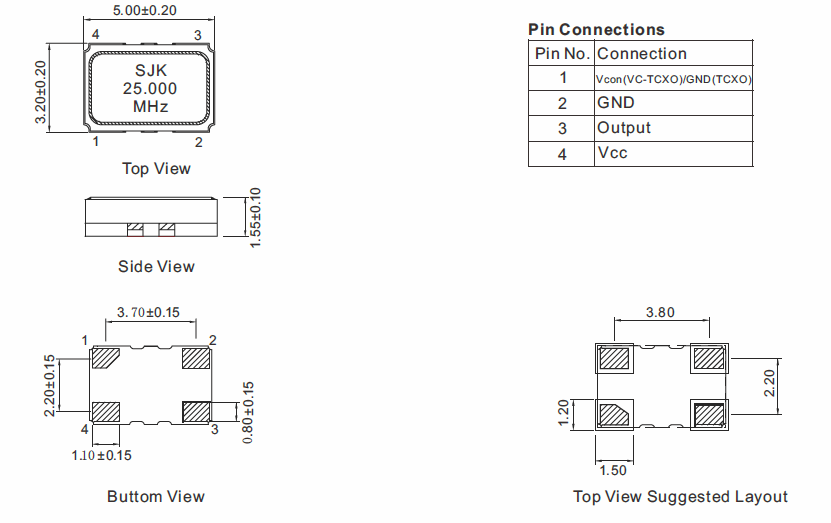 5T Series SMD 5032 VCTCXO|TCXO-SJK TCXO